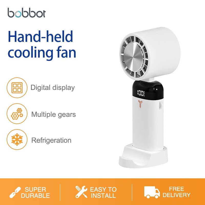 Bobbot พัดลมมือถือ หน้าจอดิจิทัล พับได้ ขนาดเล็ก แบบพกพา ปิดเสียง สําหรับกลางแจ้ง | Shopee Thailand
