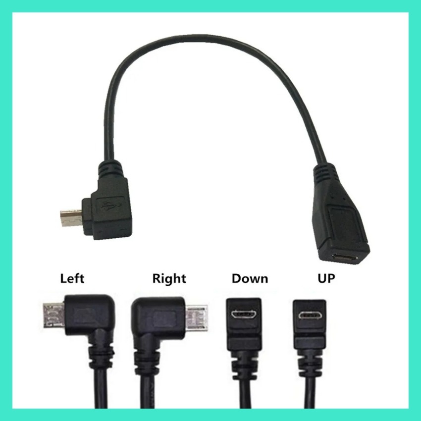 A New Micro USB 5 Pin Male Down Angle 90 Degree to Micro USB Female 5P ...