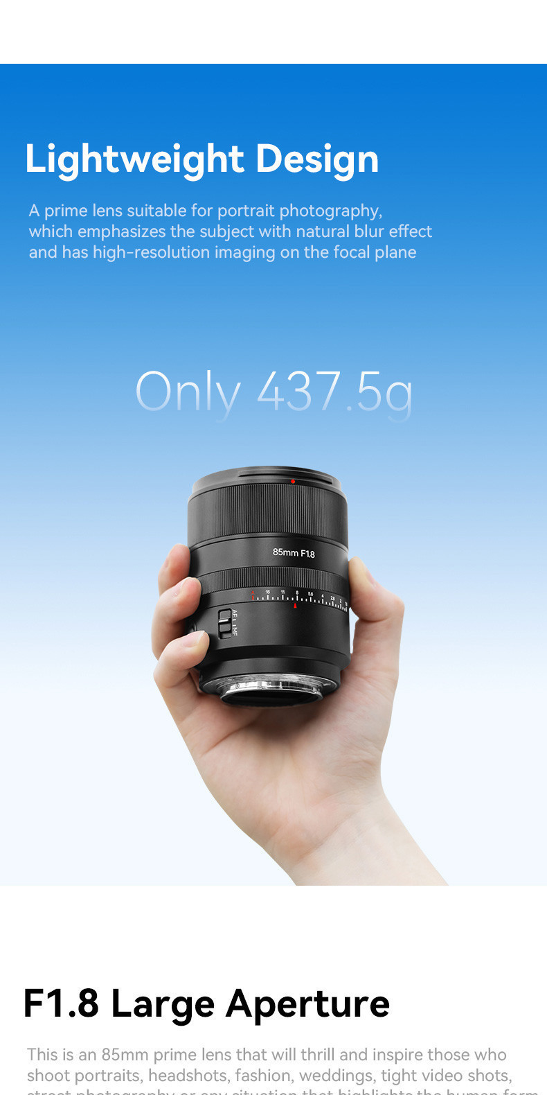 7artisans 85mm F1.8 Full Frame AF Auto Focus รูรับแสงขนาดใหญ่ STM Prime เลนส์สําหรับ Sony E ...