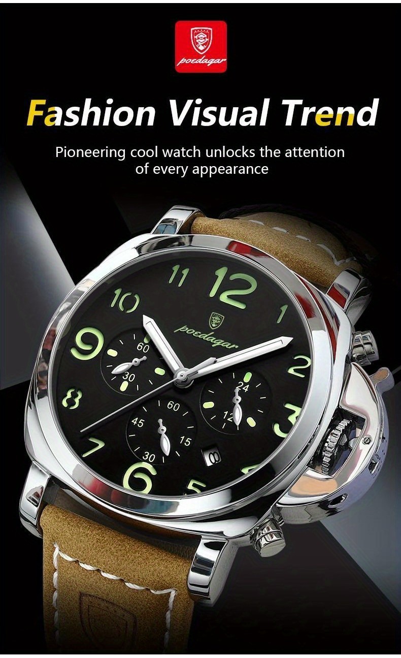 Poedagar Luxury Outdoor Date Timing Code Quartz Multi-functional ...