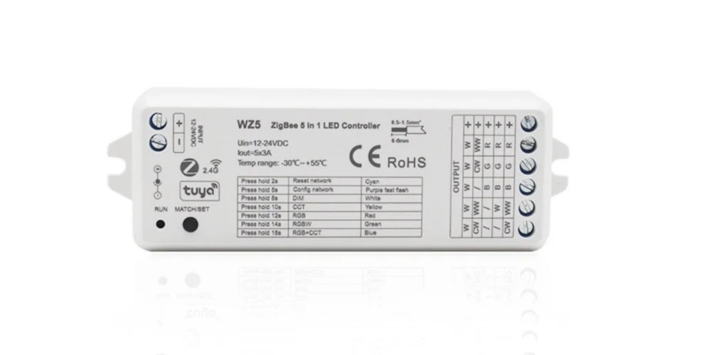 Tuya Zigbee LED Controller 5in1 RGB CCT RGBW RGBCCT DC 12V 24V 15A LED Strip Light RF 2.4G Wifi ...
