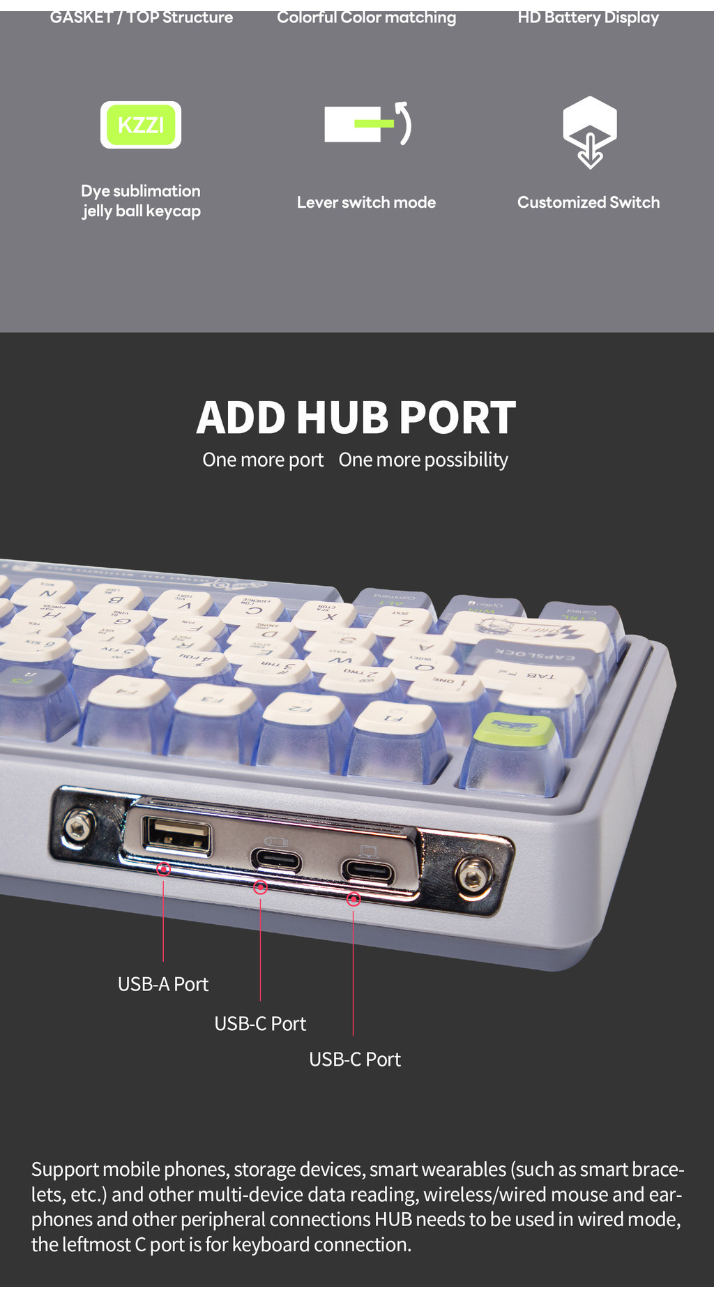 Kzzi Kezhi K75Pro+ ไร้สายสามโหมดคีย์บอร์ดปะเก็นเกม RGB ผงทอง Fast Silver Flame 80% คีย์บอร์ด ...