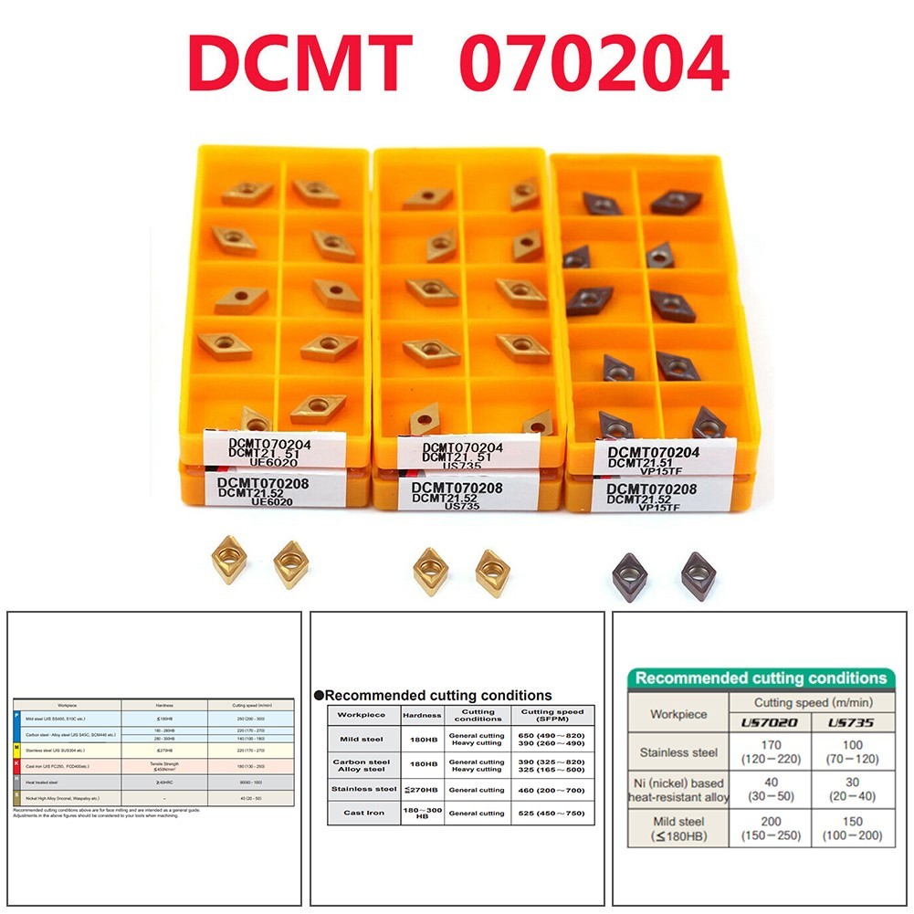 สวโฮม! Dcmt 10 ชิ้น070204 Us735/ue6020/vp15tf คาร์ไบด์แทรกเครื่องกลึง ...