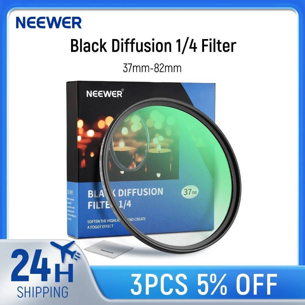 NEEWER Black Diffusion 1/4 Filter Mist Dreamy Cinematic Effect Filter ...