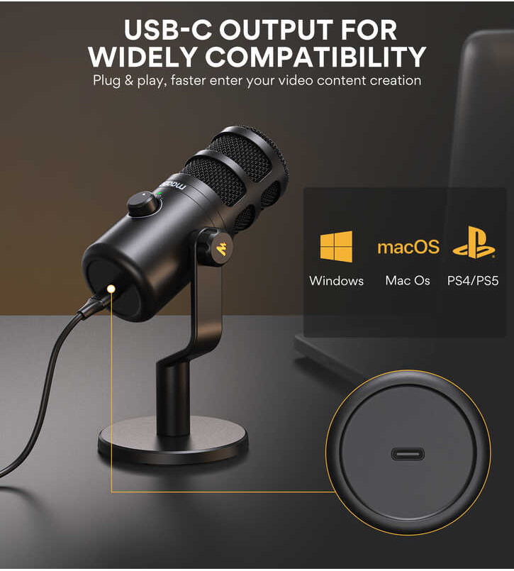 Pd100u Maono USB Dynamic Podcast Recording Microphone, Plug And Play ...