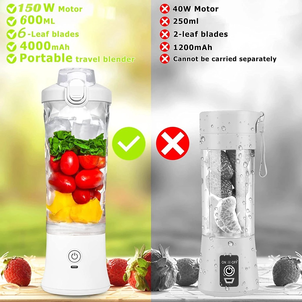 600ML New Portable Electric Fruit Mixers 4000mAh USB Rechargeable ...