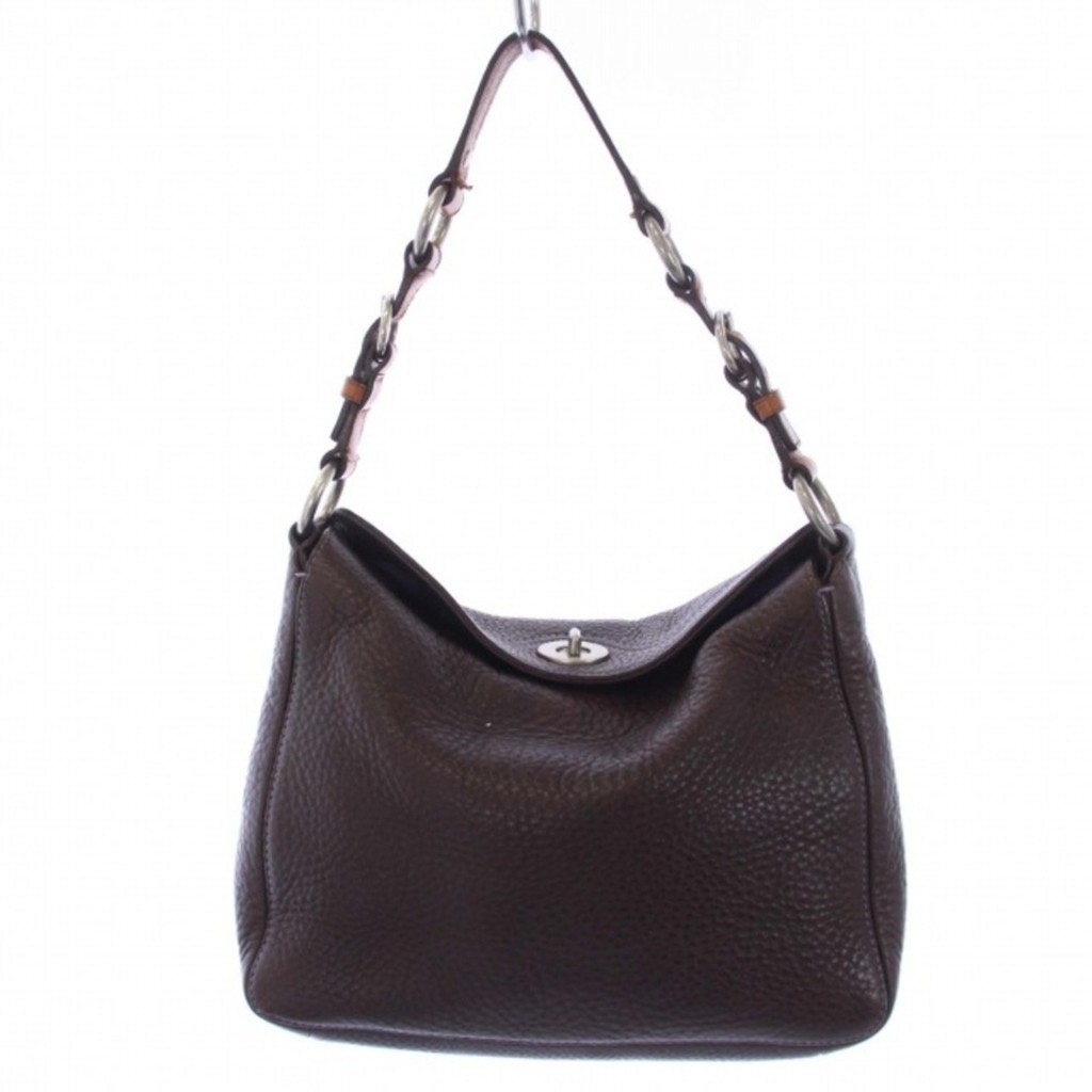 Coach One Shoulder Bag Turn Lock Leather Brown Direct from Japan มือสอง ...