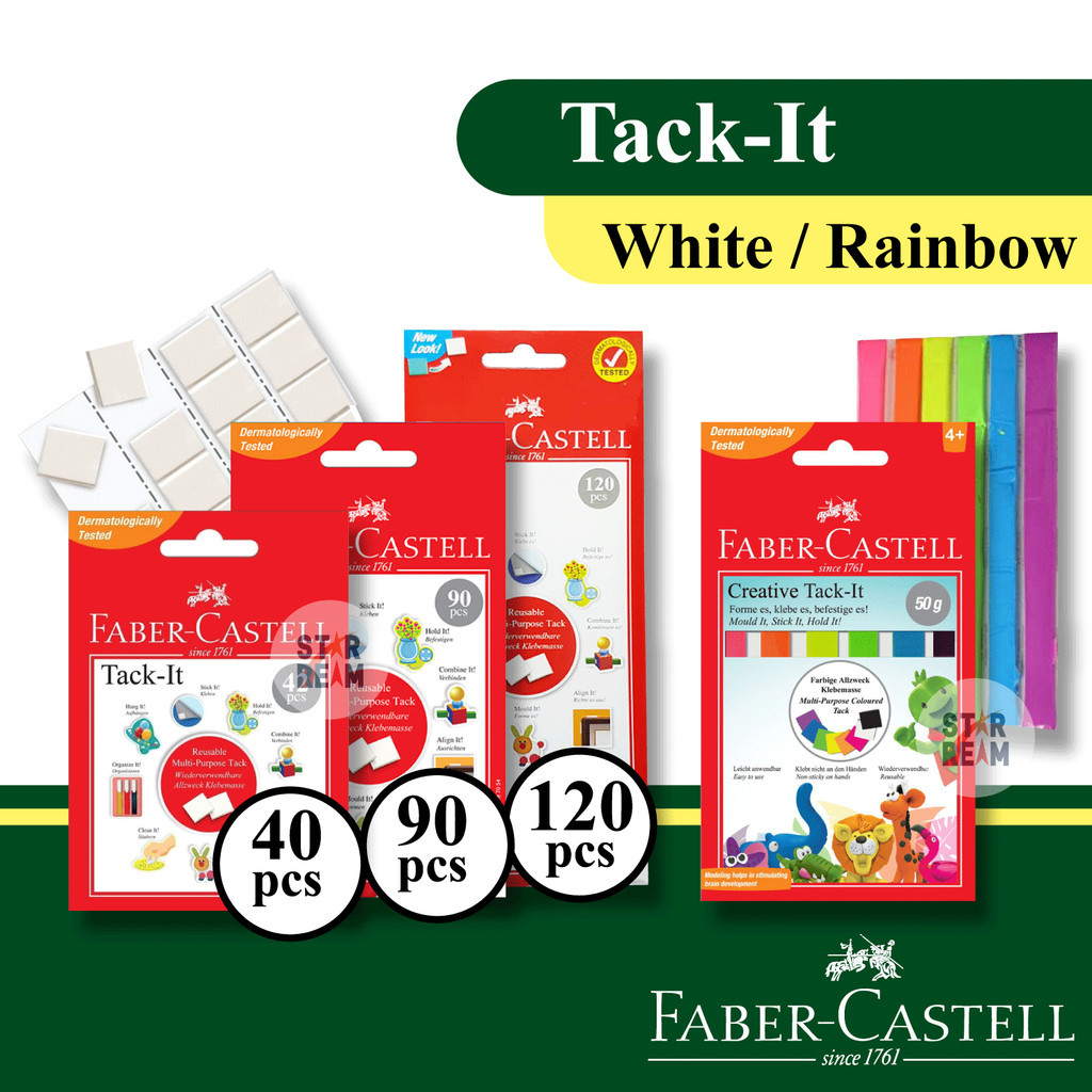 42/90/120 ชิ้น Tack-it สีขาว/Multicolor 6clr Faber-Castell กาวแบบใช้ ...