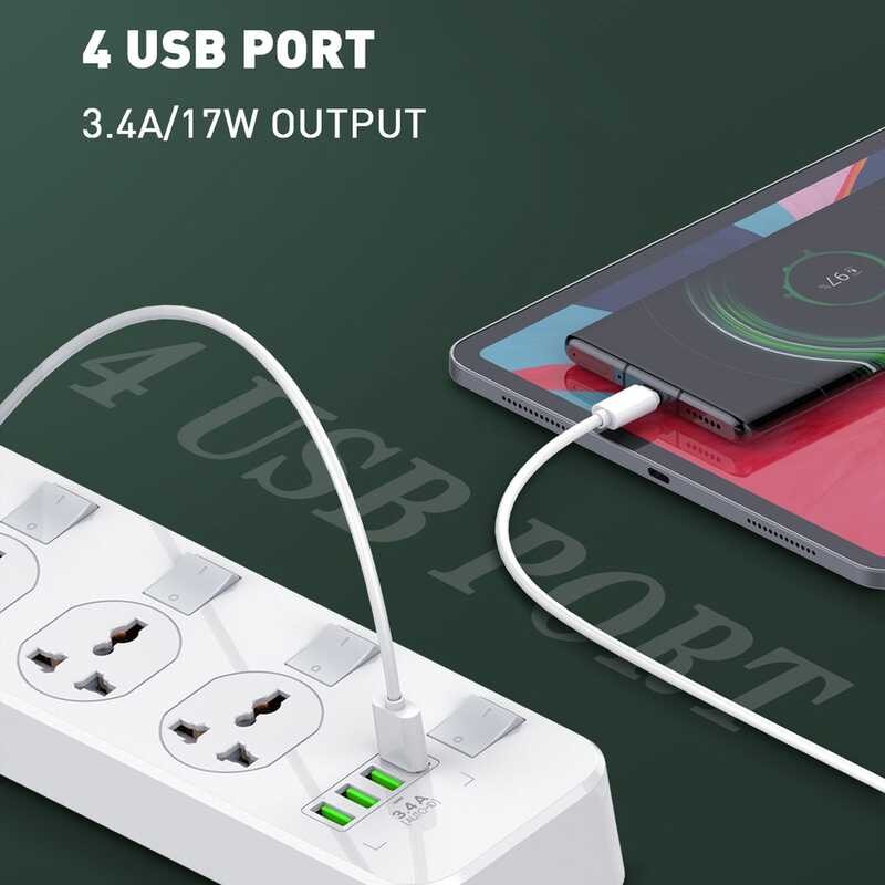 2500W Electric Outlet + USB Extension Power Strip 3.4A 5V Us/Uk Plug ...
