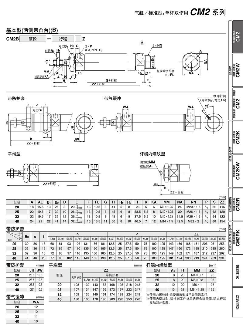Smc กระบอกมินิสแตนเลส CDM2B20/2532/40-25/50/75/100/125/150Z175/200AZ | Shopee Thailand