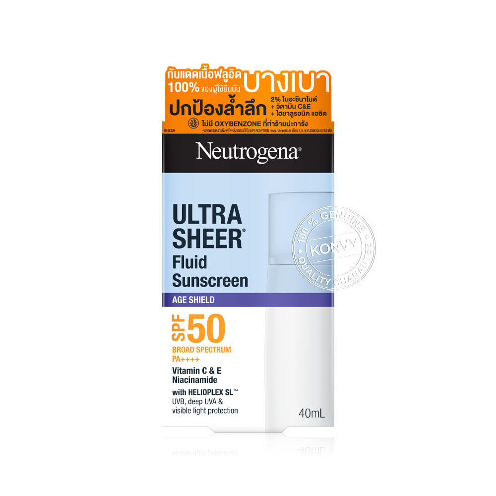 Neutrogena Ultra Sheer Fluid Facial Sunscreen Age Shield SPF50 PA ...