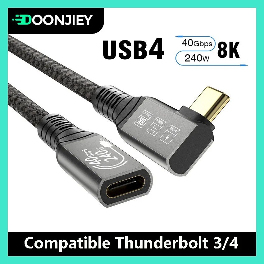 A USB 4 thunderbolt 4 Type C Extension Cable 40Gbps PD 240W Fast ...