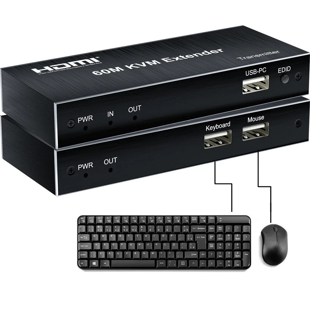 Usb KVM Extender RJ45 HDMI Extender 60M ผ่าน Ethernet Cat5e Cat6 ...