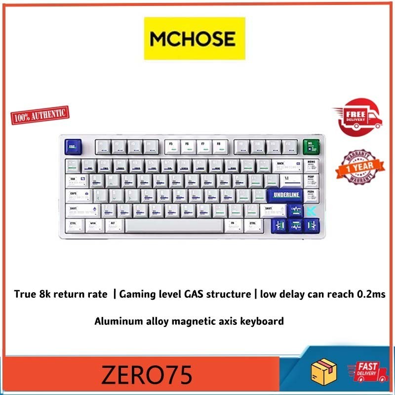 MCHOSE ZERO75แม่เหล็กแกนแบบมีสายอลูมิเนียมอัลลอยด์แป้นพิมพ์กลที่มีโครงสร้างปะเก็นแบบถอดเปลี่ยน ...