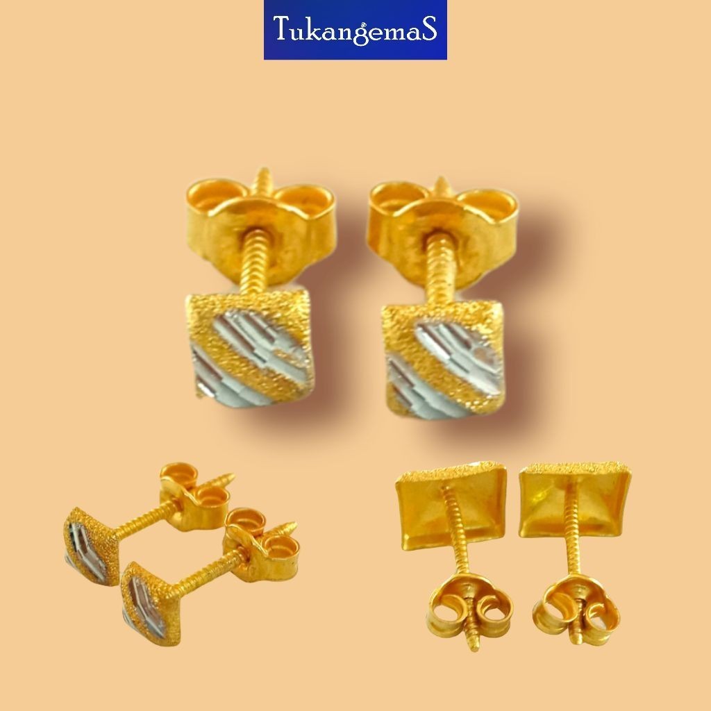 ต่างหูทอง 916 Gold Nail Chisel 2c แหวนหูแฟชั่น 22k (SPP) | Shopee Thailand