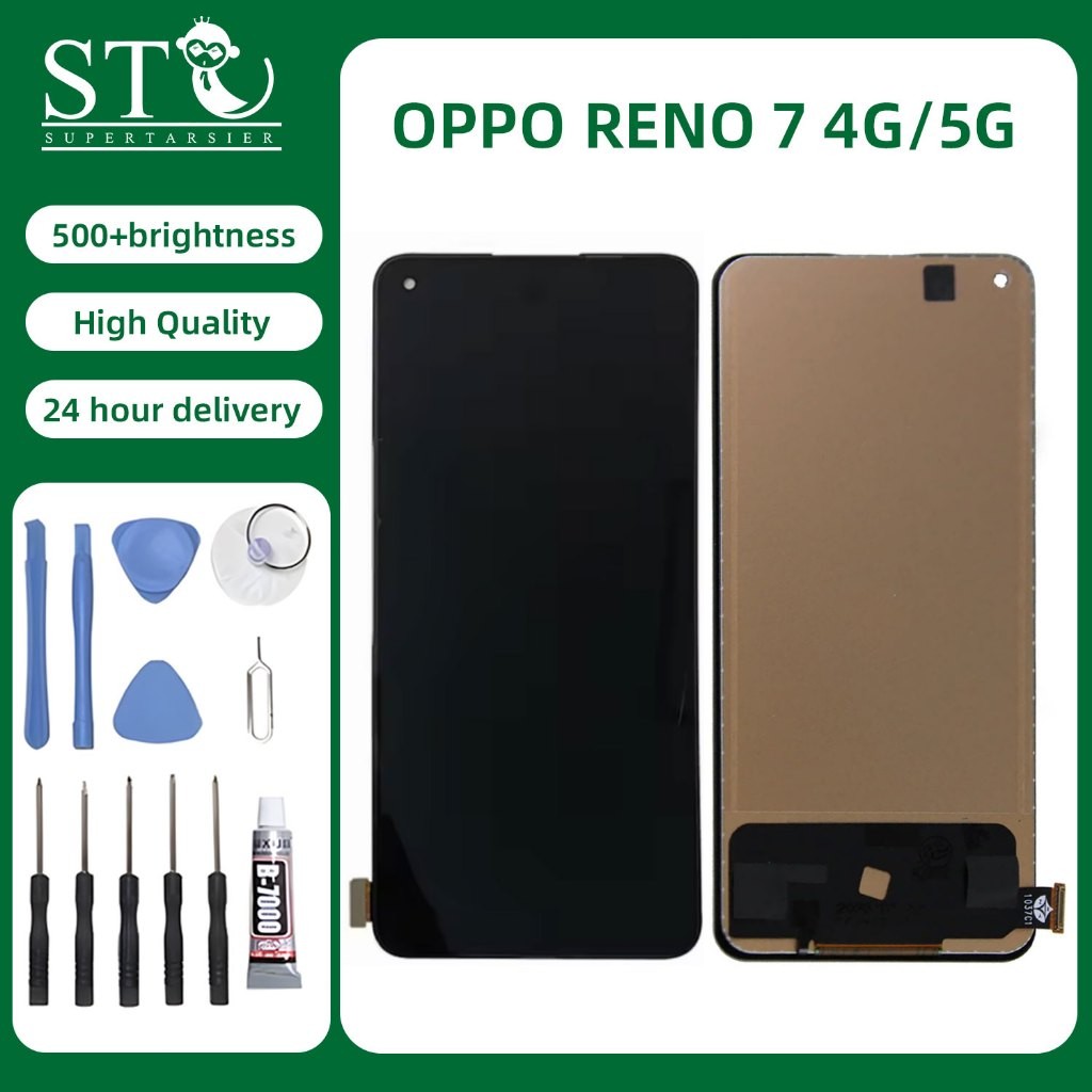 Lcd ต้นฉบับสําหรับ OPPO RENO 7 4G/5G 7Z/CPH2343 OLED พร้อมลายนิ้วมือ LCD หน้าจอสัมผัสเปลี่ยน ...