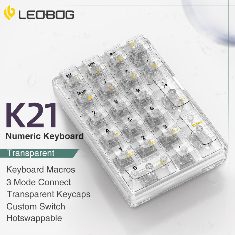 LEOBOG K21 Bluetooth Number Pad Mechanical Numeric Keypad 21 Key ...