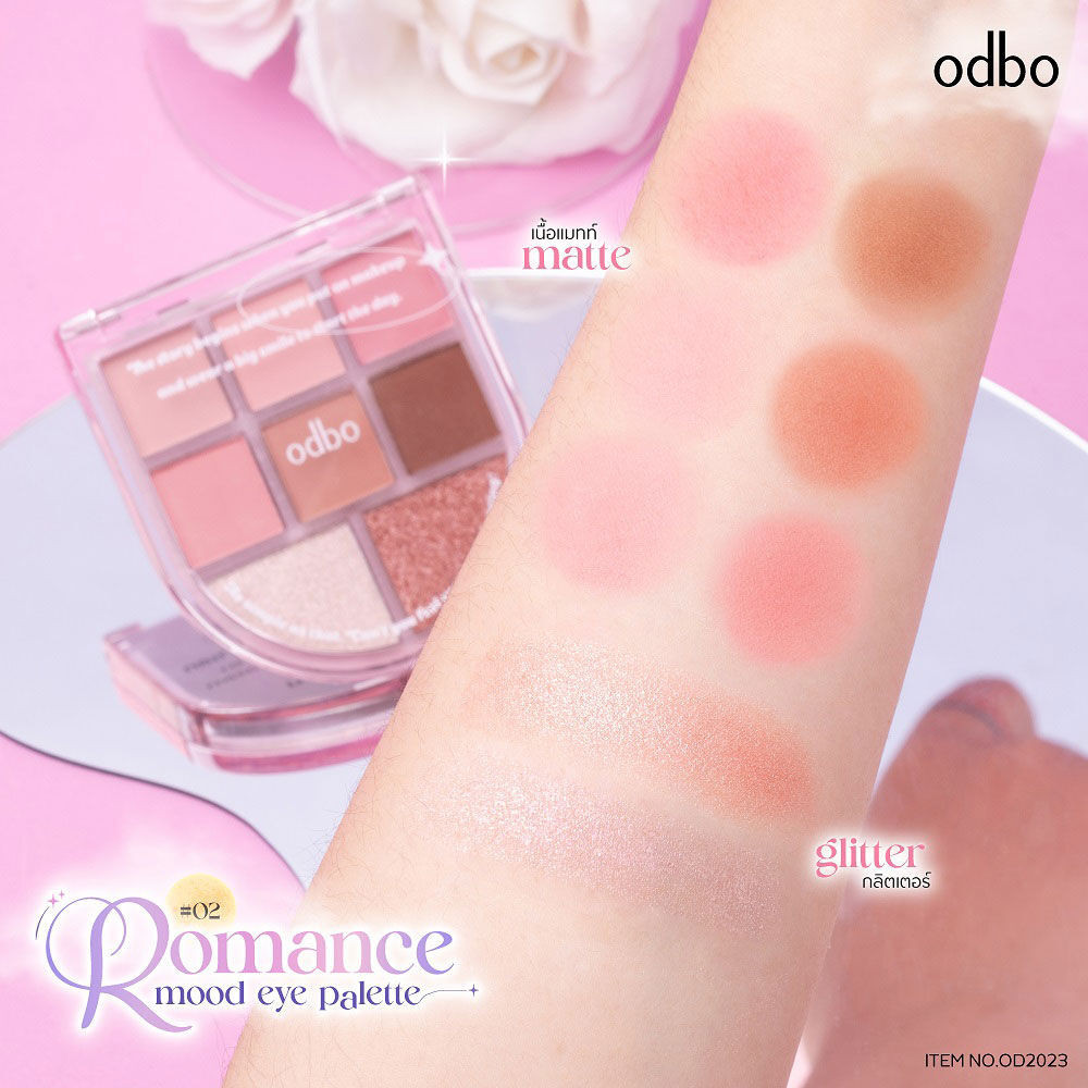 ODBO Romance Mood Eye Palette 6g โอดีบีโอ อายแชโดว์ 8 เฉดสีในตลับเดียว | Shopee Thailand