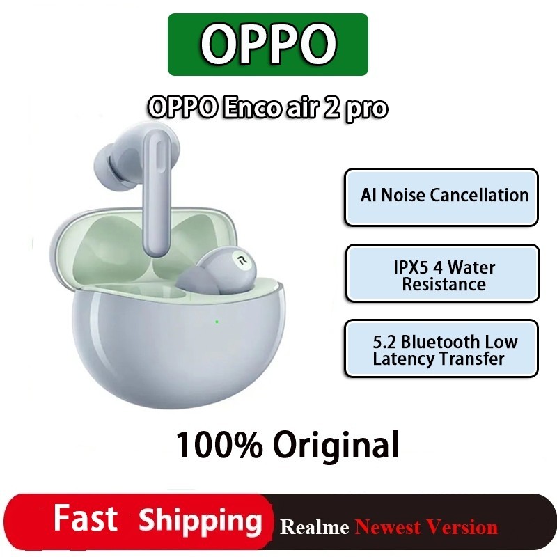 Oppo Enco Air 2 Pro TWS หูฟังไร้สายบลูทูธ 5.2 ANC Dual Core Active Noise Cancellation 12.4 มม. ...