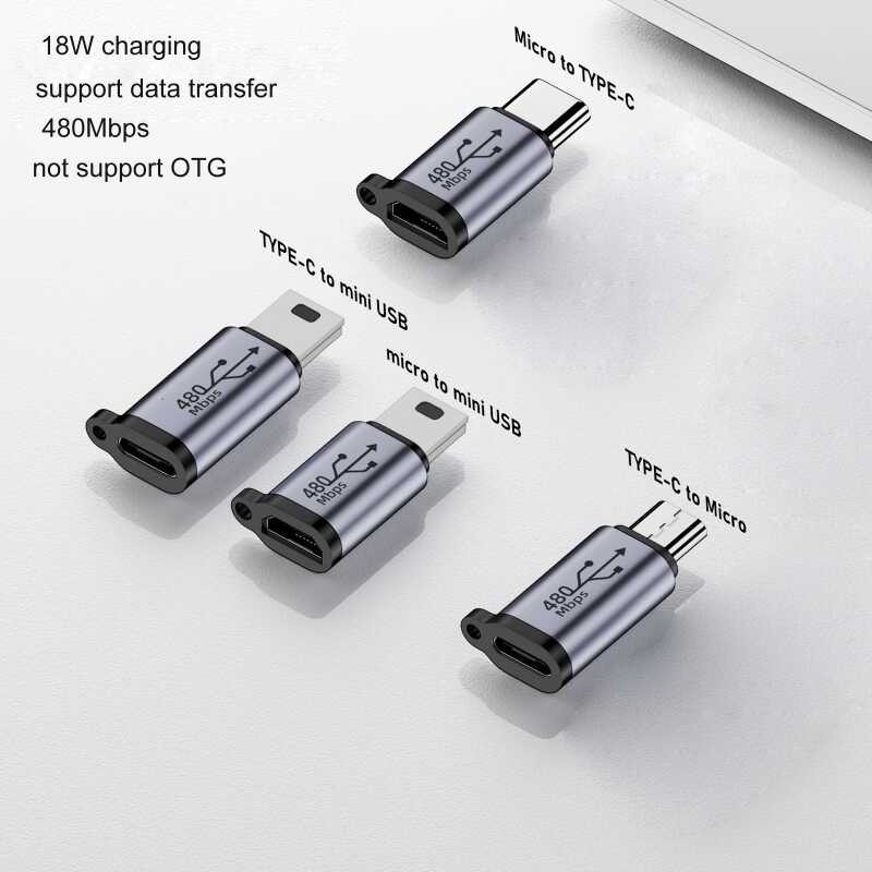 เป็น Micro Type-C Mini USB Adapter Converter ตัวเชื่อมต่ออลูมิเนียม 18W ...