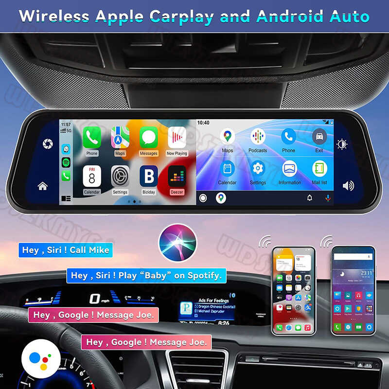 10 นิ้วกระจกมองหลัง Dash Cam 4K Carplay Android รถ WIFI APP หน้าจอสัมผ | Shopee Thailand