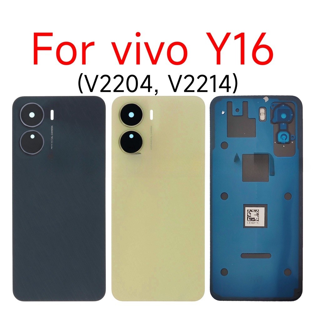 แบตเตอรี่ฝาหลังประตูสําหรับ vivo Y16 V2204 V2214 ด้านหลังกรณีกระจกกล้อง ...