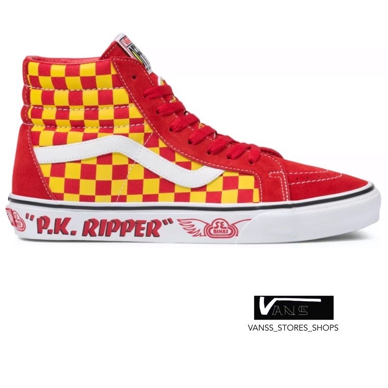 ฟิกเกอร์ VANS SK8 HI SE BIKES PK RIPPER RED YELLOW REFLECTIVE CHECK ...