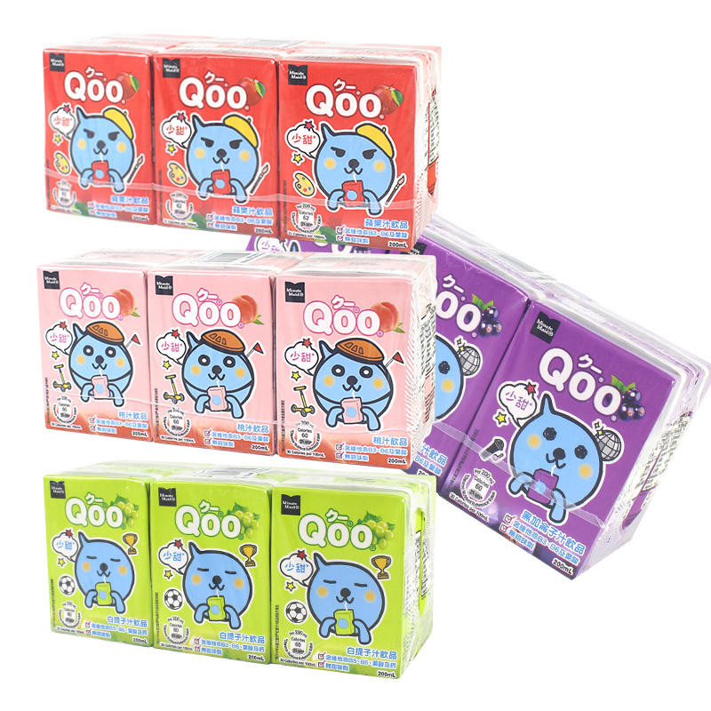 ฮ่องกงนำเข้า Meiliguo Qoo queer เครื่องดื่มน้ำผลไม้เด็กหลายรสชาติกล่องมินิ 200ml * 6 กล่อง ...