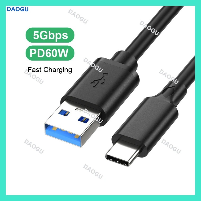 AA PD60W Fast Charging Cable USB Type C Wire USB3.0 15cm 30cm 50cm 1m 10Gbps Data Cord USB Type ...