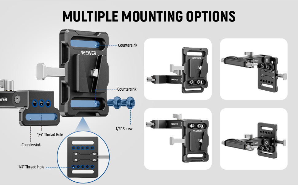 Neewer V Mount V Lock แผ่นยึดแบตเตอรี่พร้อมแคลมป์ก้าน 15 มม., PS007 ...