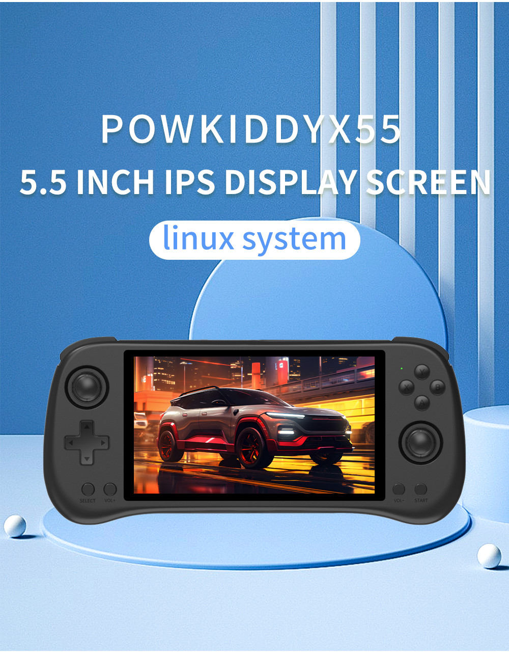 Powkiddy ใหม่ X55 สีดําคอนโซลเกมแบบพกพา IPS HD หน้าจอขนาดใหญ่มือถือ ...