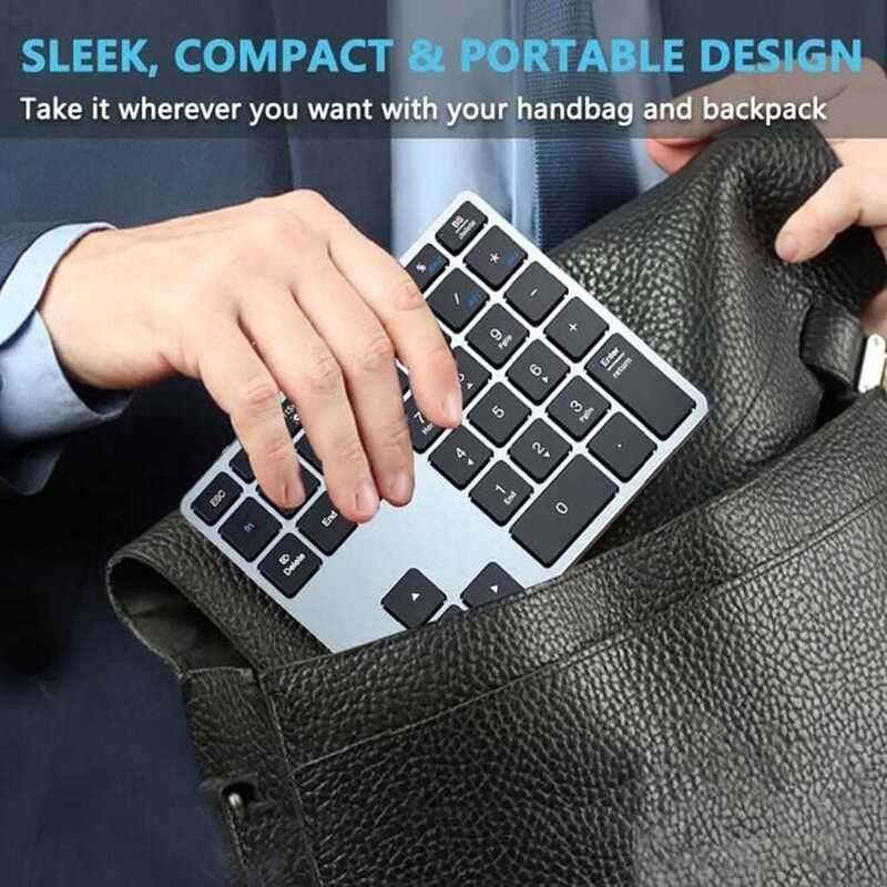 Set 1 35 Keys Wireless Numeric Keypad Portable Slim Bluetooth Numpad ...