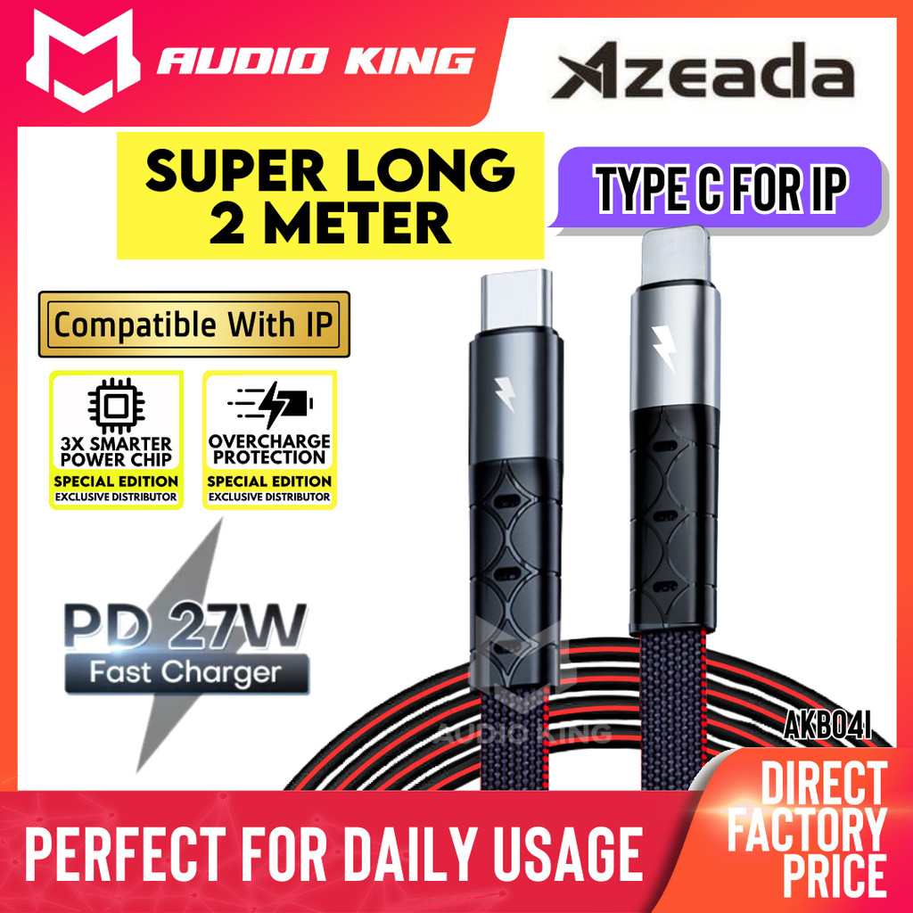 Azeada Type C - L เข้ากันได้กับ IP Fast Charging 27W Super Long 2 เมตร ...