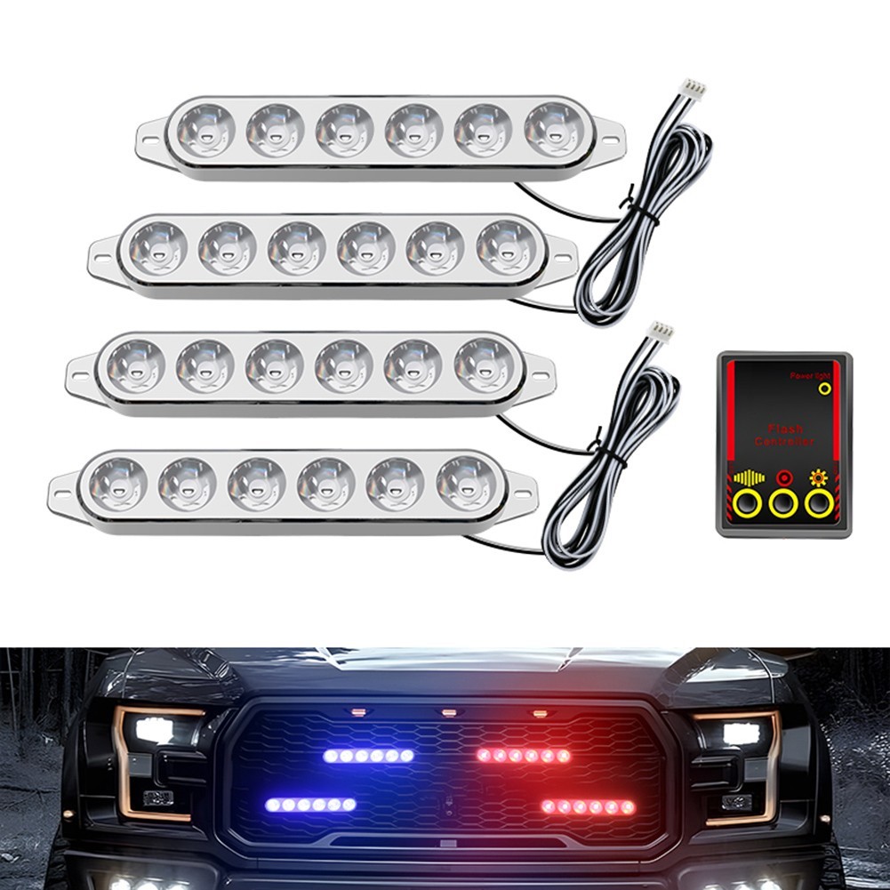 4PCS 6LED ไฟ LED Strobe ไฟ Flasher Auto แฟลช Stroboscopes Strobe Light ...
