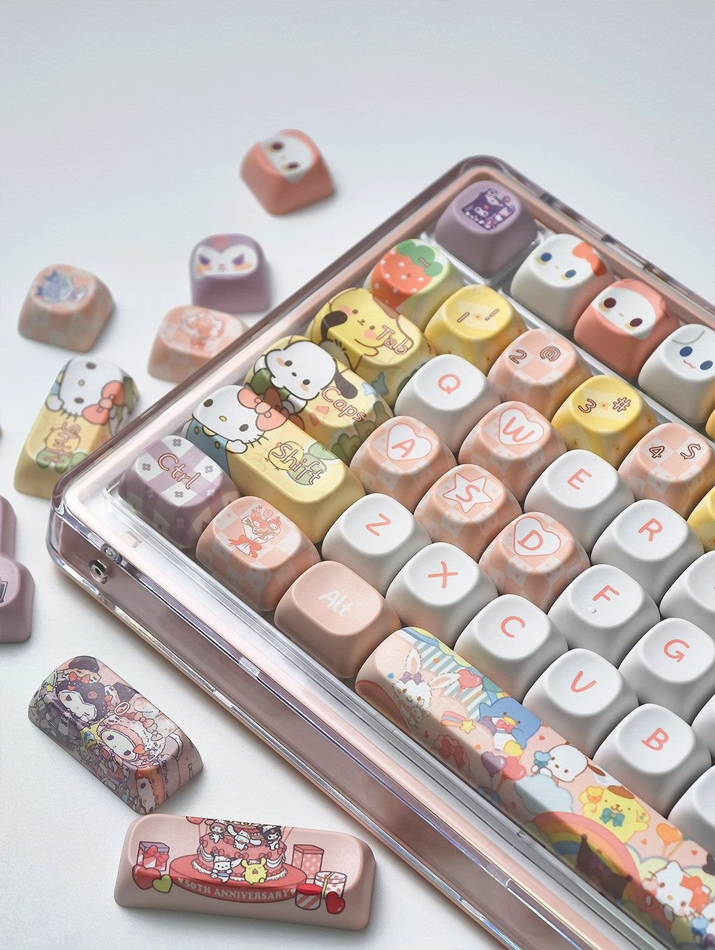 Sanrio Family Keycaps MOA โปรไฟล์ 130 คีย์ PBT Dye Sublimation Aula F75 ...
