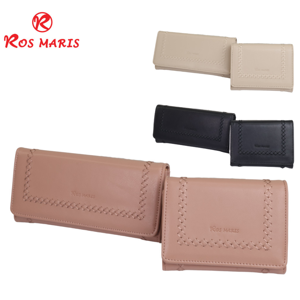 Ros Maris สุภาพสตรีหนังสังเคราะห์หลายช่อง Tri-Fold กระเป๋าพร้อมปุ่ม Snap ปิด | Shopee Thailand