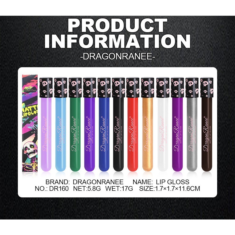 Dragon Ranee 12 สี Halloween Lip Gloss แต่งหน้าสีดําสีเขียวสีม่วง ...