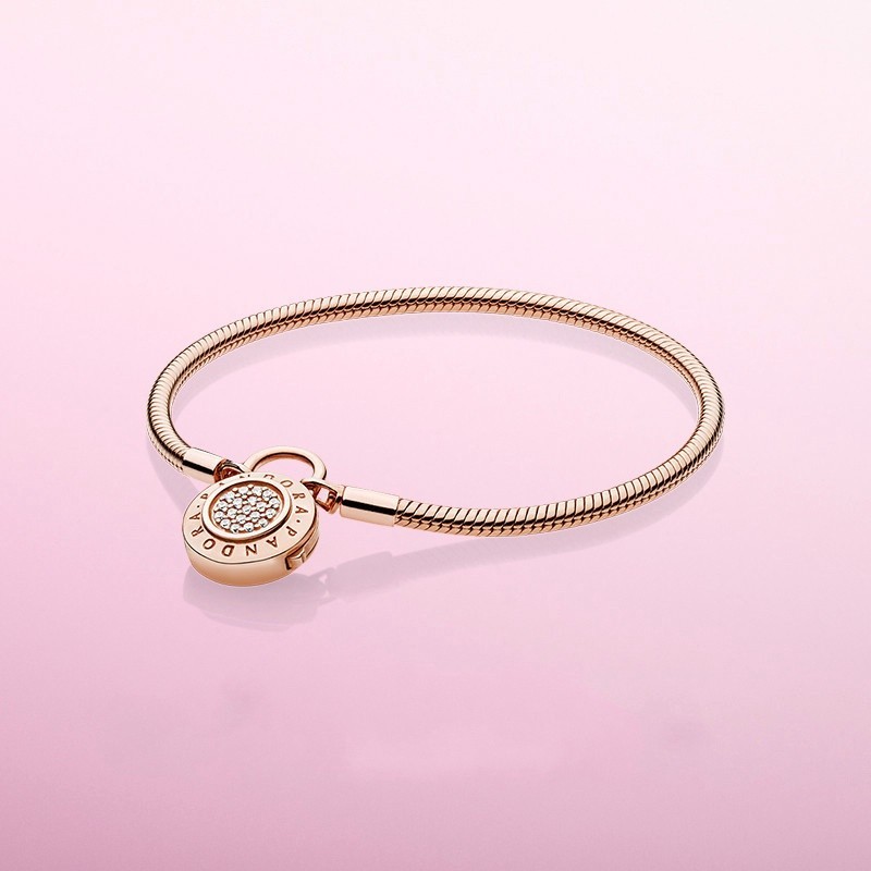 Pandora สร้อยข้อมือกําไลข้อมือ สีเงิน สีโรสโกลด์ 587757Cz ให้ของขวัญ ...