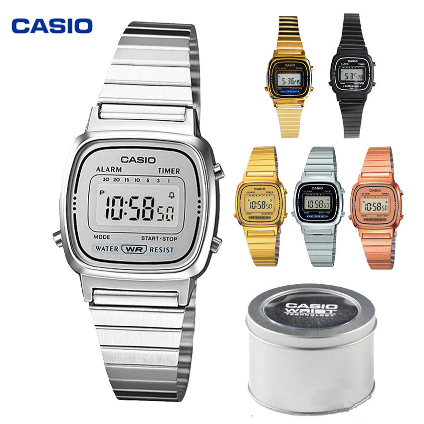 Casio Vintage ผู้หญิงนาฬิกาดิจิตอลกันน้ํา Mini Dial สแตนเลส Stap นาฬิกา ...