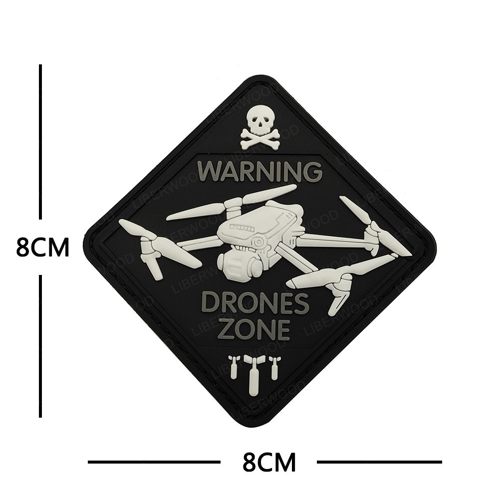 Warning DRONES ZONE ยุทธวิธี Patch Unmanned Aerial รถ UAV 3D PVC Hook ...