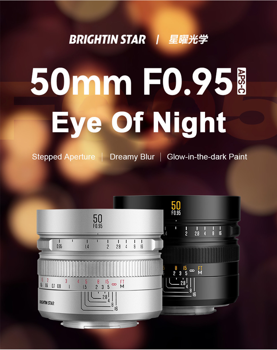 Brightin Star 50mm F0.95 APS-C โฟกัสคงที่รูรับแสงขนาดใหญ่เลนส์ภาพ ...