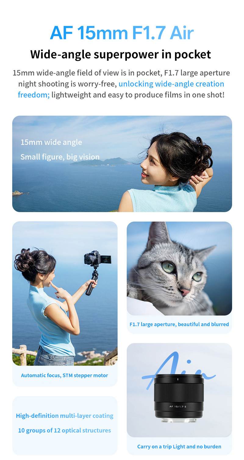 VILTROX AF 15mm F1.7 Air Auto Focus Ultralight เลนส์รูรับแสงขนาดใหญ่สําหรับ Sony ZVE10 A6400 ...