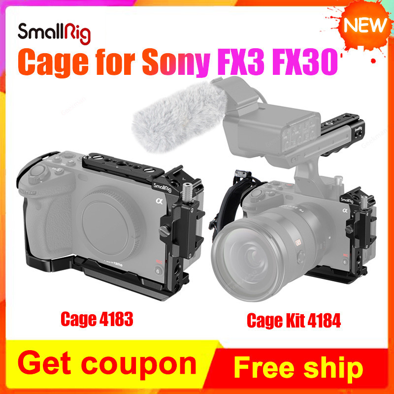 Smallrig FX3 กรงกล้องสําหรับ Sony FX30 พร้อมสายคล้องมือพร้อมแผ่นปลดเร็วแท่งรองเท้าเย็นราง NATO ...