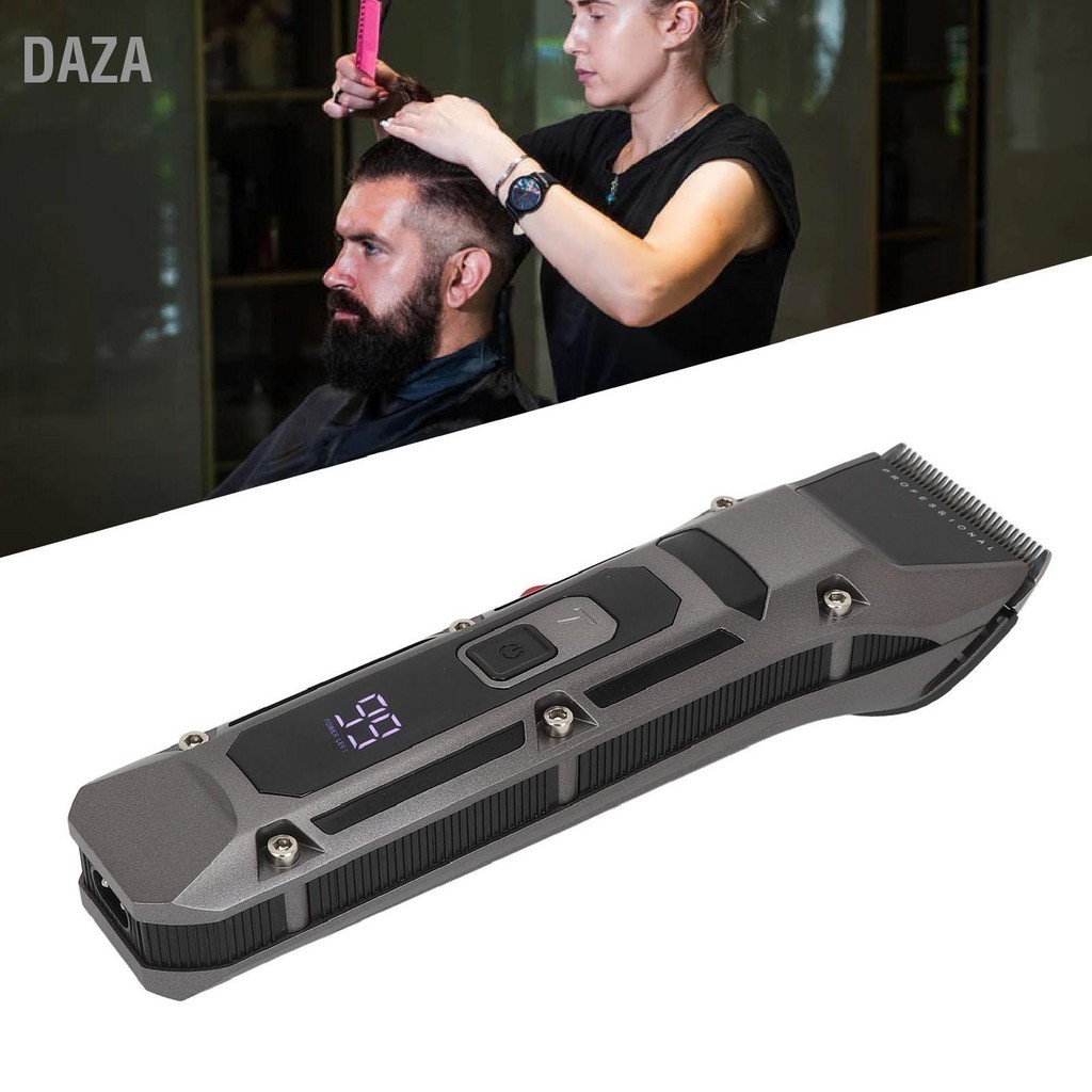 DAZA Clipper ผมไฟฟ้าแบตเตอรี่จอแสดงผลปรับ Hair Grooming เครื่องตัด ...
