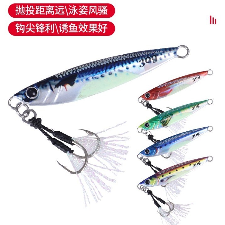 รุ่นใหม่ 3D พิมพ์ 15g 20g 30g 40g 60g 80g UV luminous ตกปลาทะเลโลหะ jig lure เหยื่อพร้อมตะขอ ...