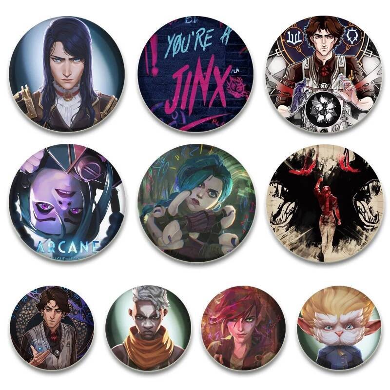 อะนิเมะเกม Character Pins LOL Arcane Vi Jinx Badge 32/44/58 มม. สำหรับ ...