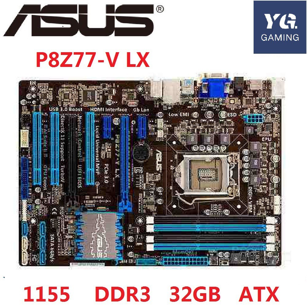 เมนบอร์ดต้นฉบับสําหรับ Asus P8Z77-V LX DDR3 LGA 1155 32GB สําหรับ I3 I5 I7 CPU Z77 เมนบอร์ด ...