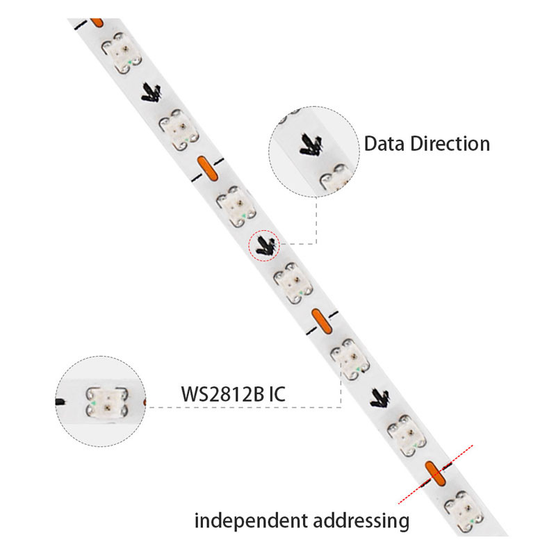 2.7 มม.1M -5M WS2812B LED Strip Ultra แคบ 160Leds/M แอดเดรสแอดเดรส ...