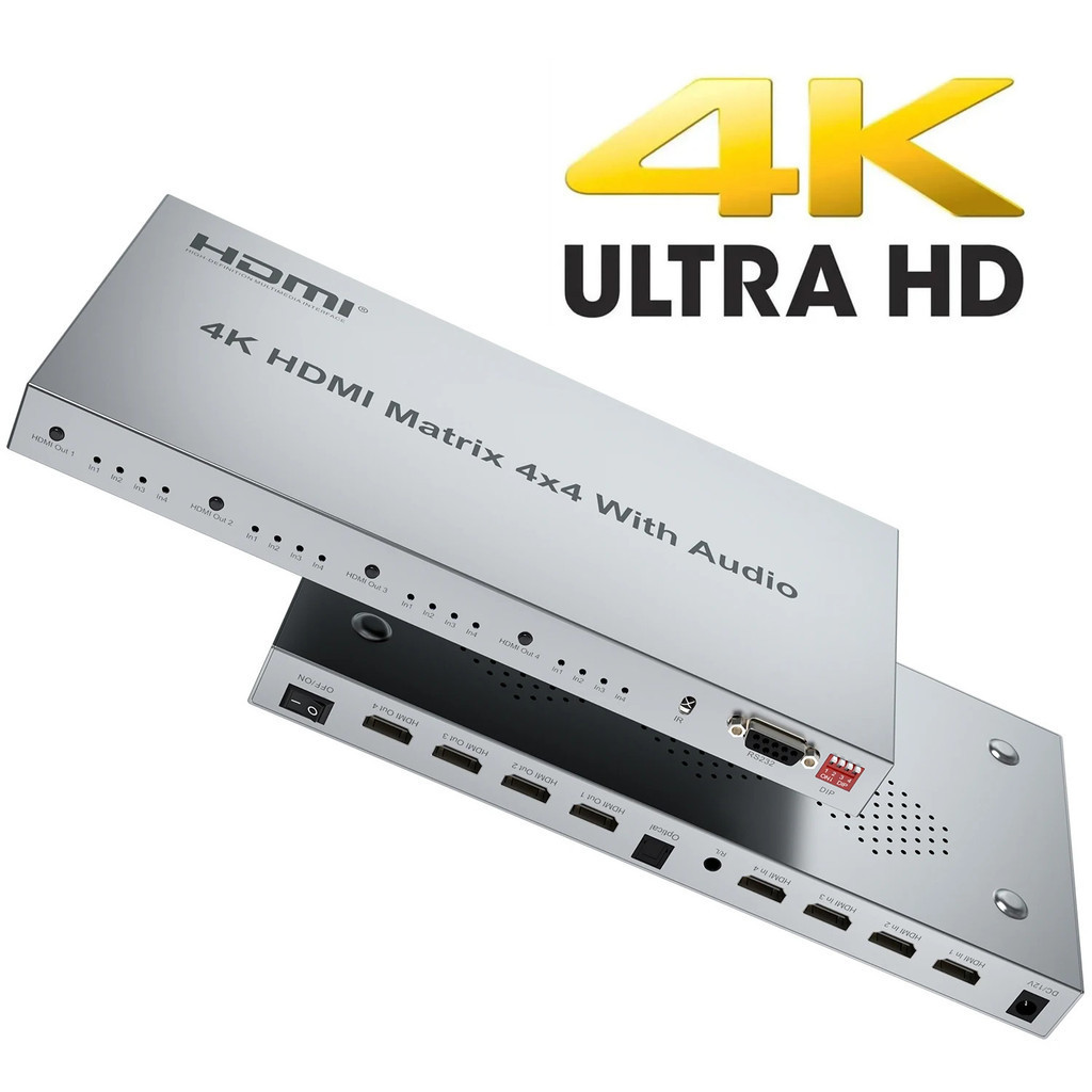 4k 4x4 HDMI Matrix พร้อม Toslink สเตอริโอ Audio Extractor 1080p HDMI ...