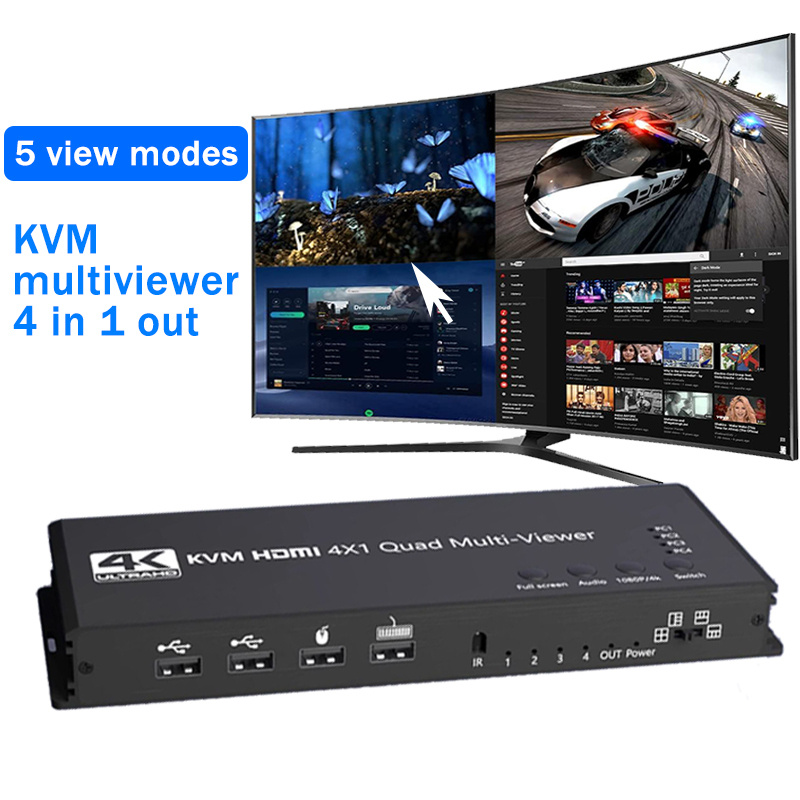 4k HDMI KVM สวิทช์ 4x1 Quad Multi Viewer 4 in 1 Out KVM HDMI ...